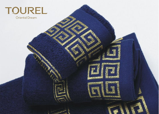China Luxury Hotel Bath Towels16s Blue Color Hotel Collection Towels supplier