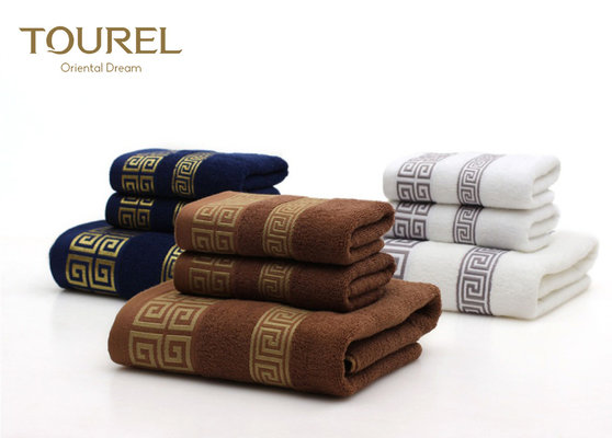 China Dobby 100% Cotton Hotel Bath Towels Coffee Color , 5 Star Soft Bath Towels supplier