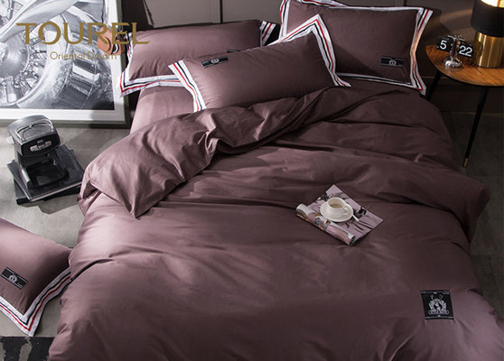 China 5 Star Jacquard Striped Hotel Quality Bed Linen Covers Queen size 100% Cotton Coffee Color supplier