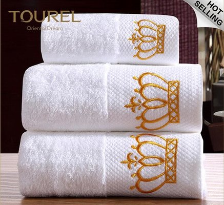 China White Hotel Towel Set With Embroidery Logo supplier